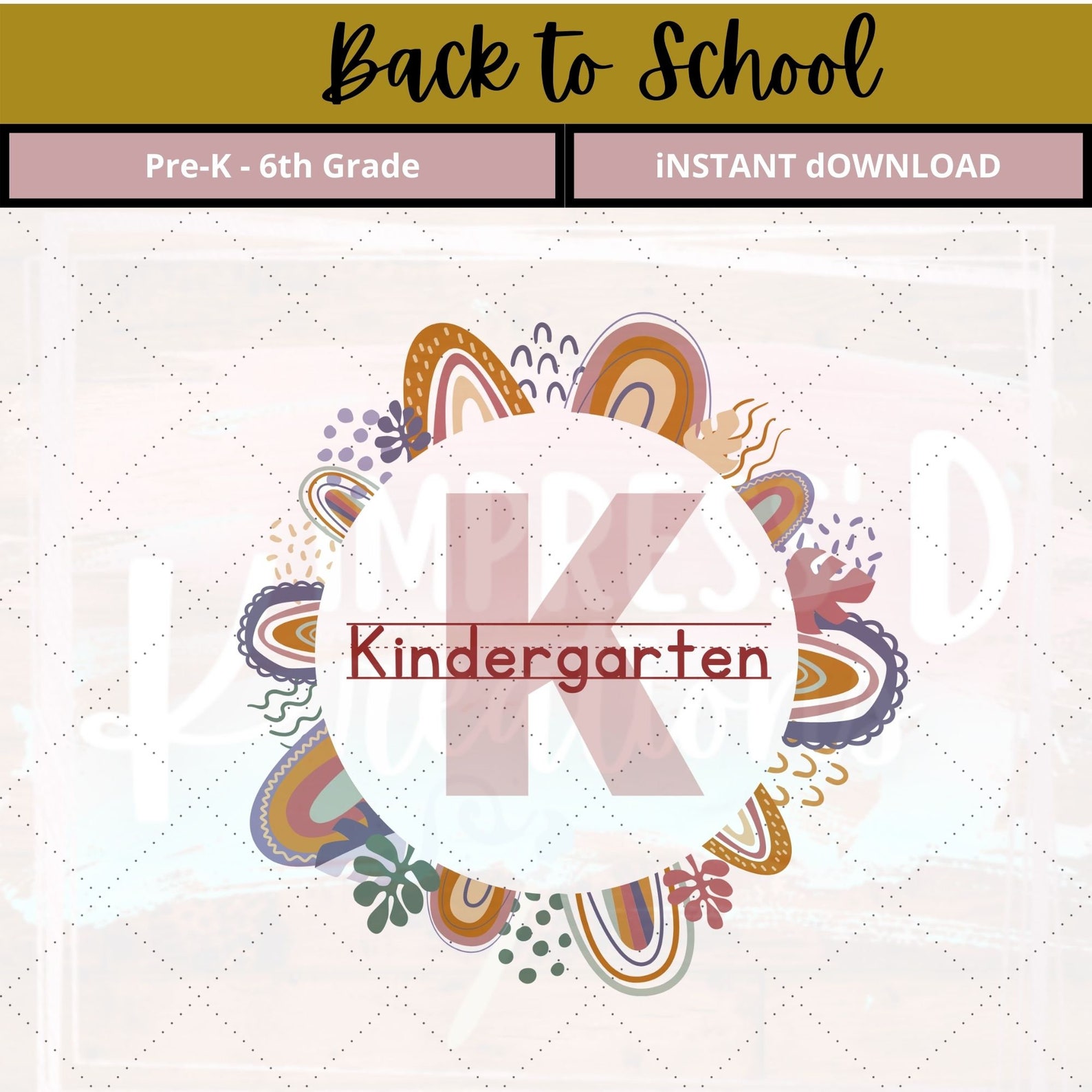 Instant Download- Back to School- PNG|JPG File| PRE-K - 6TH Grade| Back ...