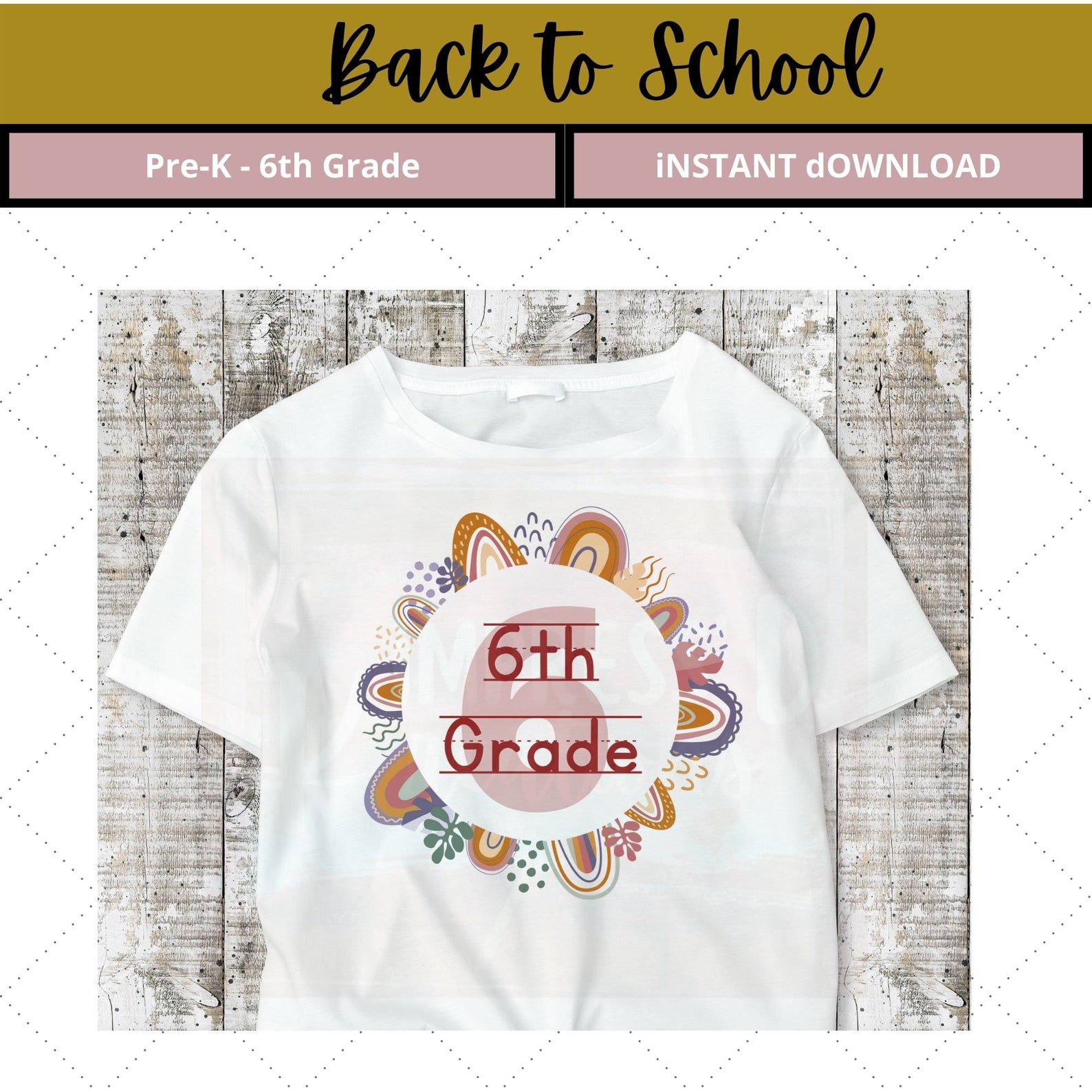 Instant Download- Back to School- PNG|JPG File| PRE-K - 6TH Grade| Back ...