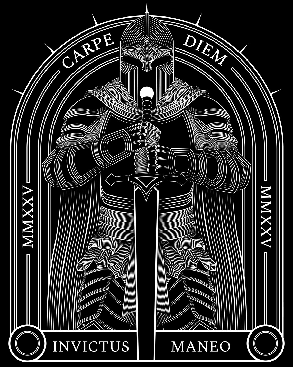 Line Art - Knight - Invictus Maneo - Etsy