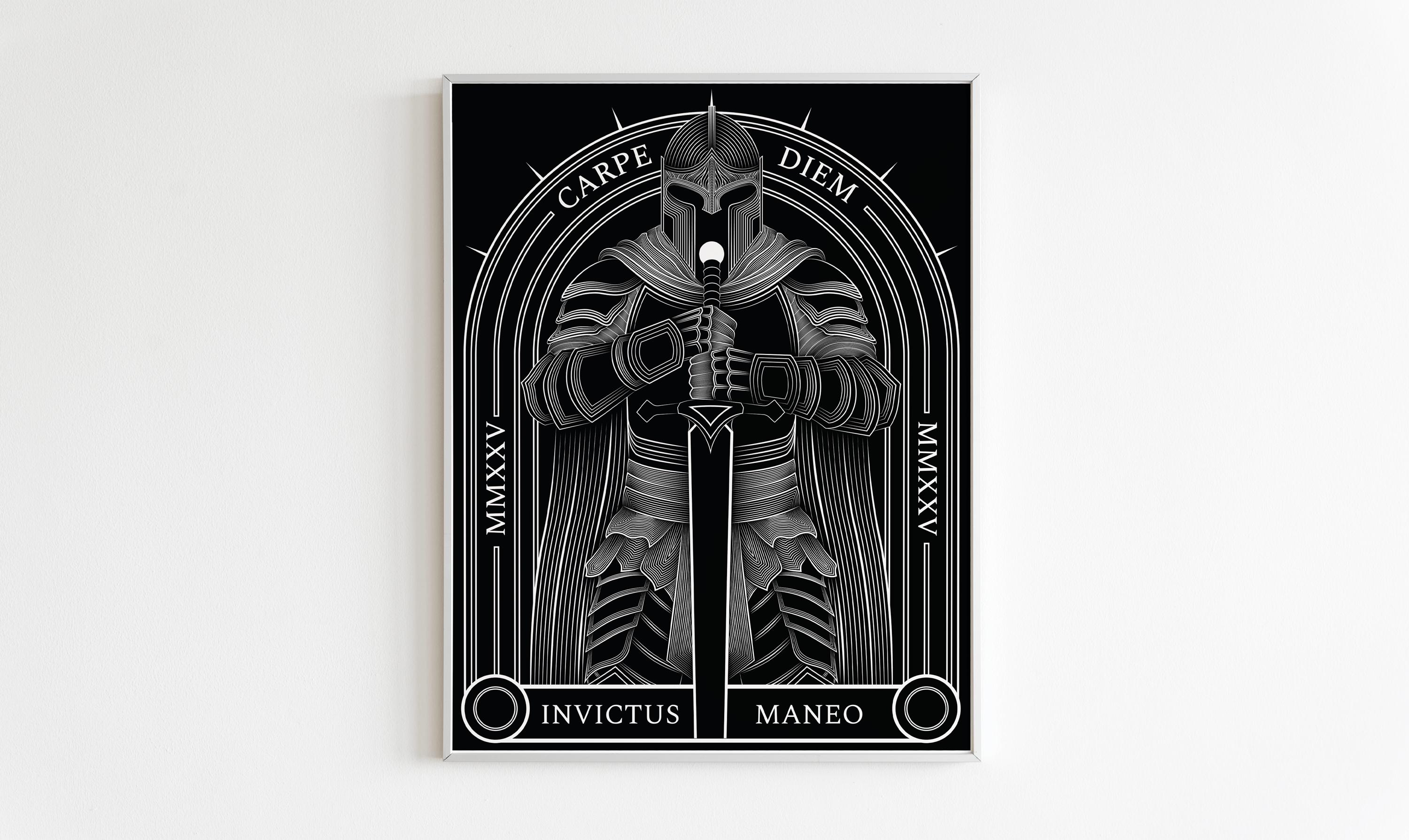 Line Art - Knight - Invictus Maneo - Etsy