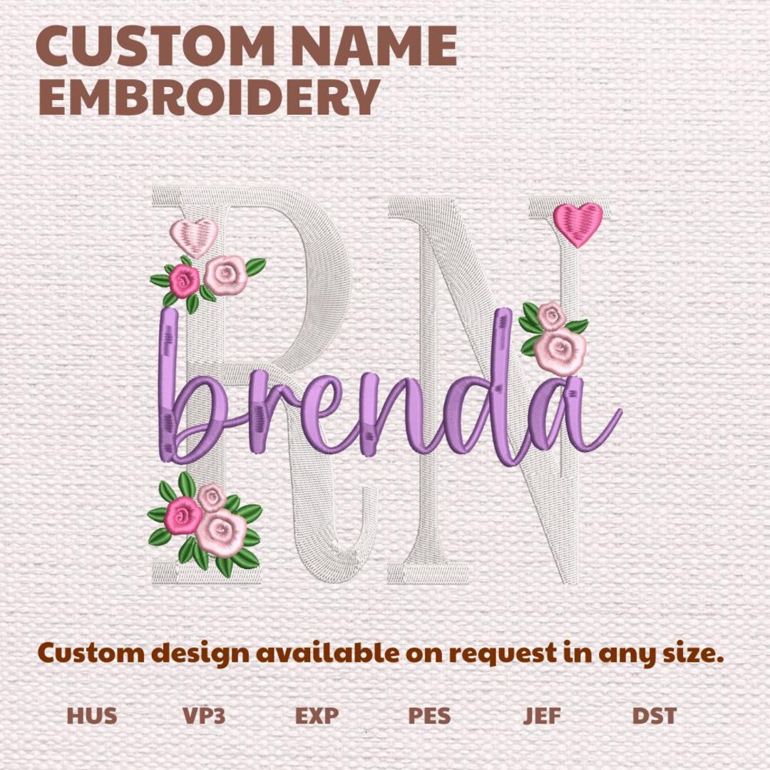 Custom RN LPN Name Embroidery Design, Nurse Credentials Embroidery File ...