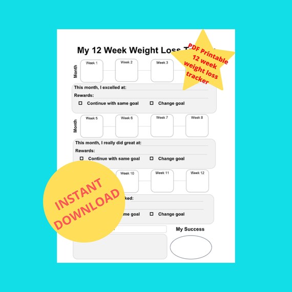 12 Week Weight Loss Tracker Printable PDF - Etsy