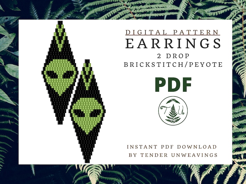 Aliens Brickstitch Earrings Pattern, Peyote Earrings Pattern, Alien ...