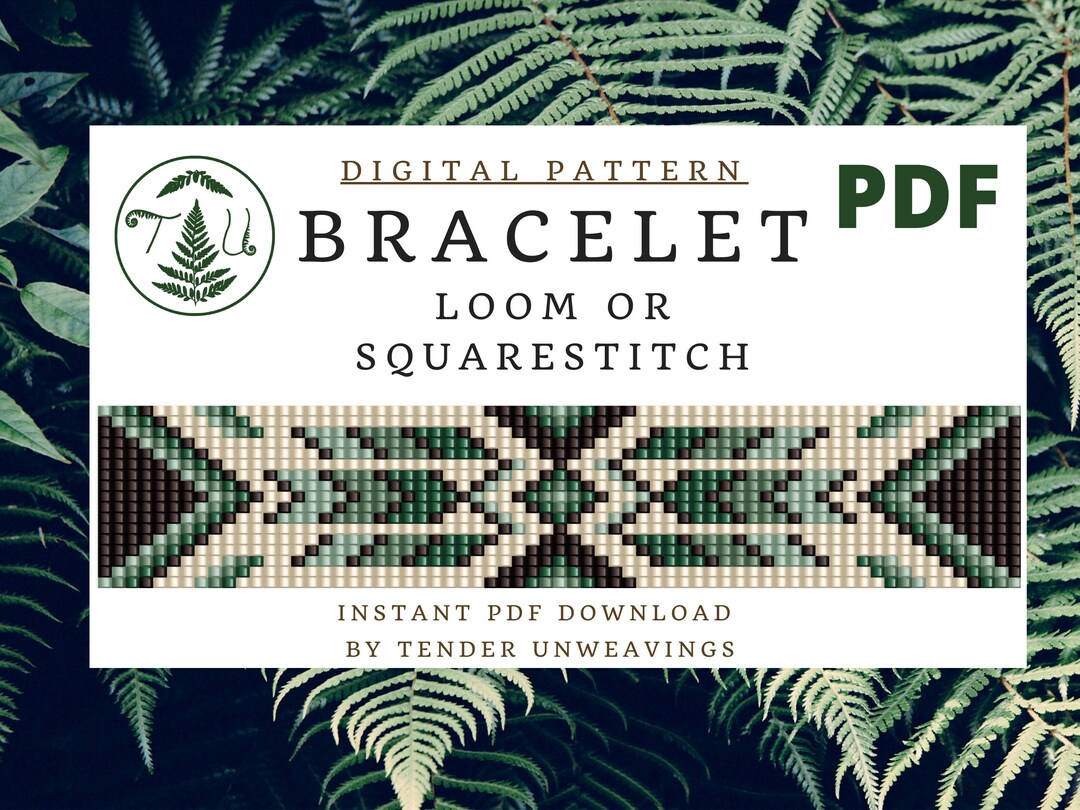 Green Bead Loom Pattern, Beading Pattern, Loom Pattern, Beaded Bracelet ...