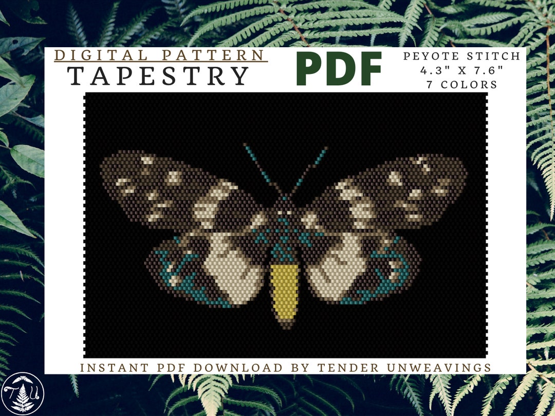 Blue Moth Pattern, Beaded Tapestry, Tapestry Beadwork Pattern, Beadwork ...