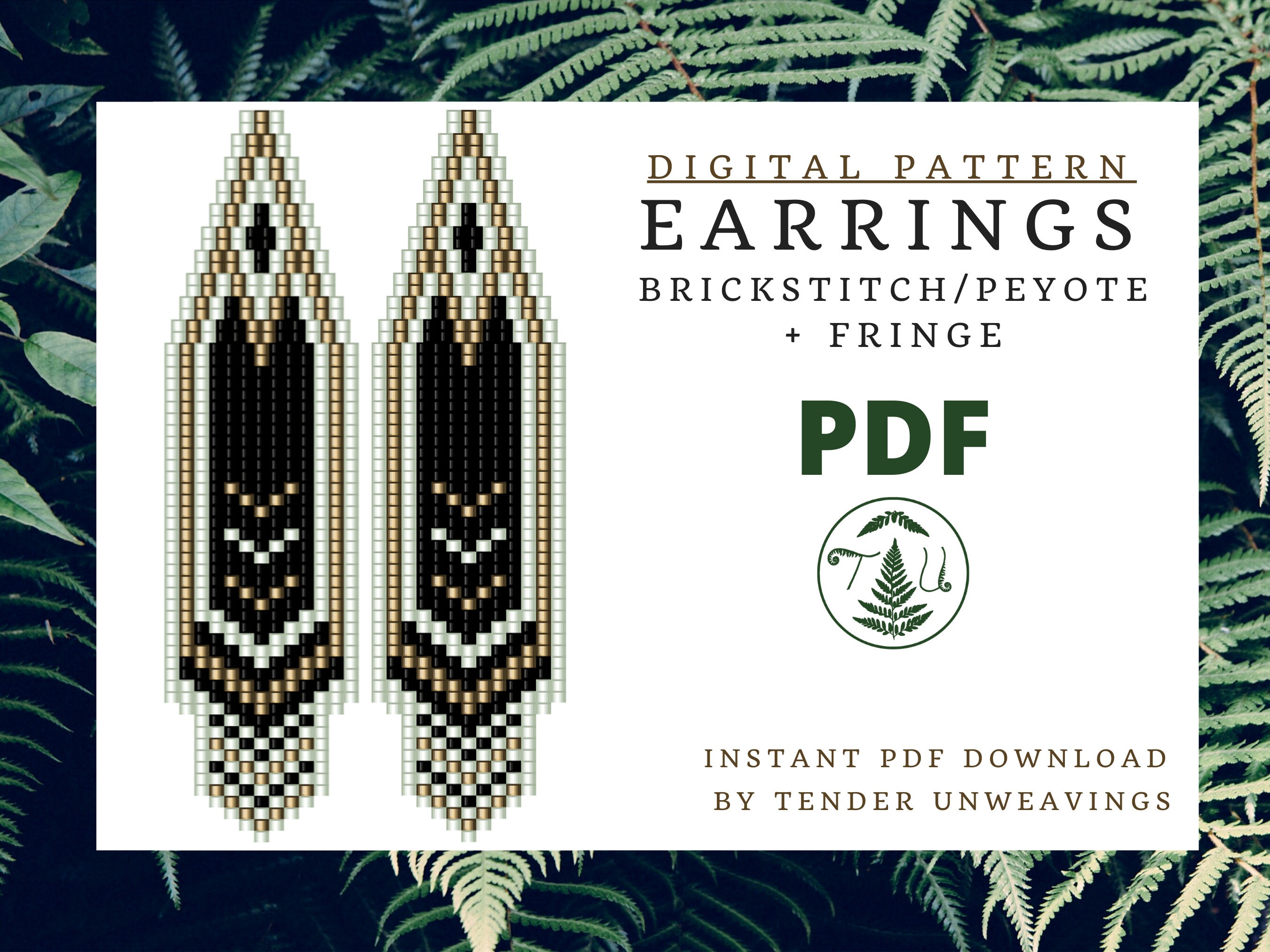 Elegant Brickstitch Earrings Pattern, Fringe Earrings Pattern, Earring ...