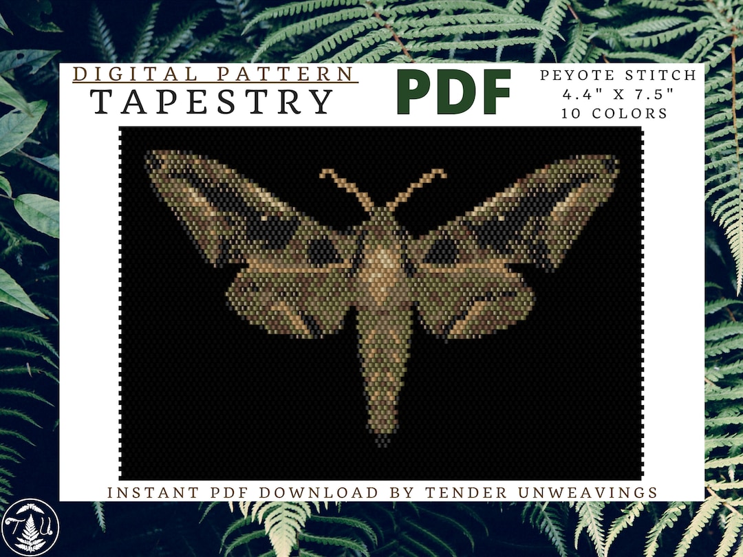 Green Moth Pattern, Beaded Tapestry, Paper Hawkmoth, Tapestry Beadwork ...