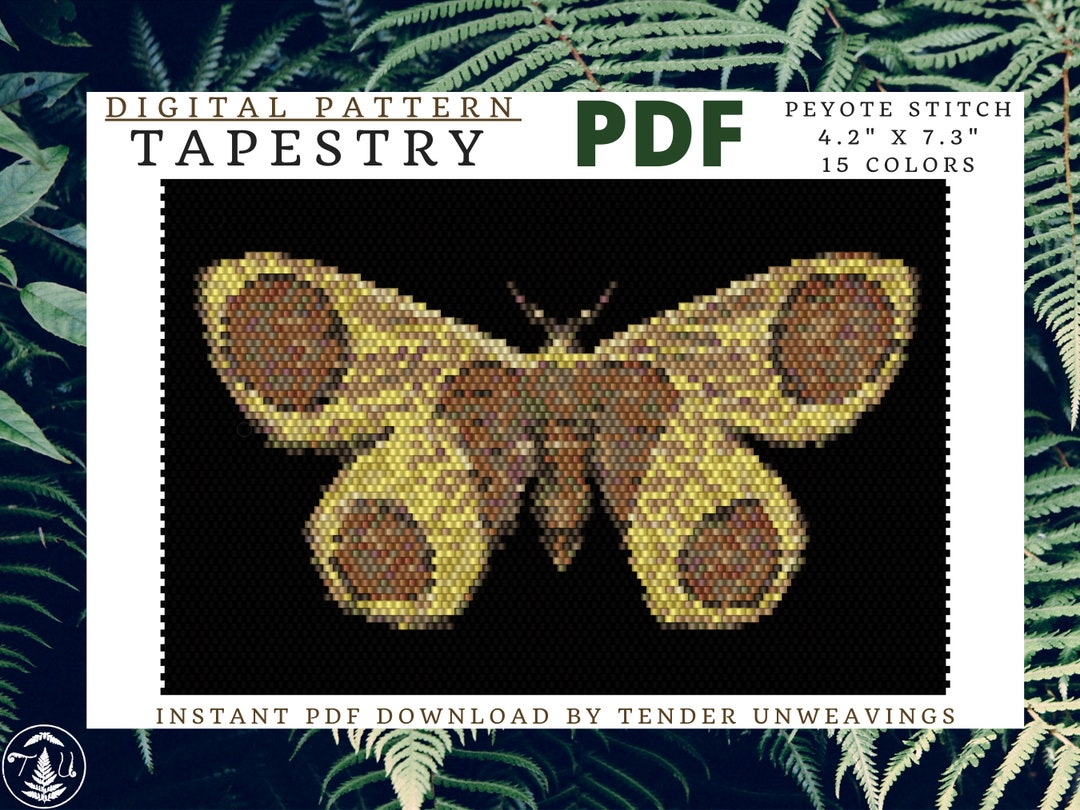 Yellow Moth Pattern, Beaded Tapestry, Dogpaw Moth, Tapestry Beadwork ...