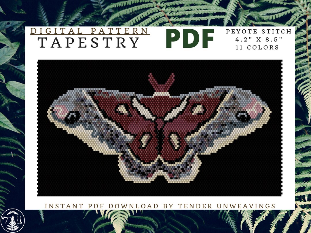 Red Moth Pattern, Beaded Tapestry, Tapestry Beadwork Pattern, Beadwork ...