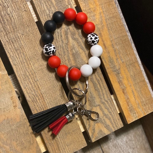 Patriotic Keychain Wristlet Custom Engraved Red White Blue - Etsy