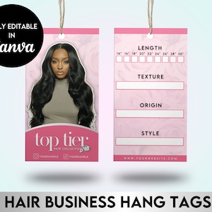 Editable Hair Hang Tag Girly Pink Branding Aesthetic DIY - Etsy