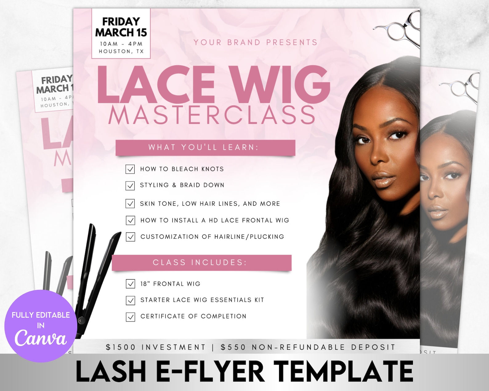 Editable Course Flyer Template | Luxury Girly Aesthetic | Pink Master ...