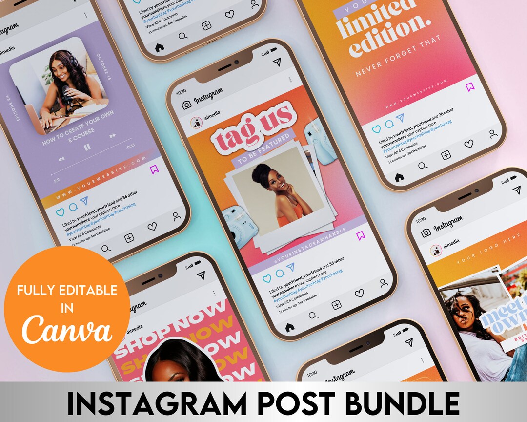 15 Bright Instagram Post Templates | Colorful Instagram Branding ...