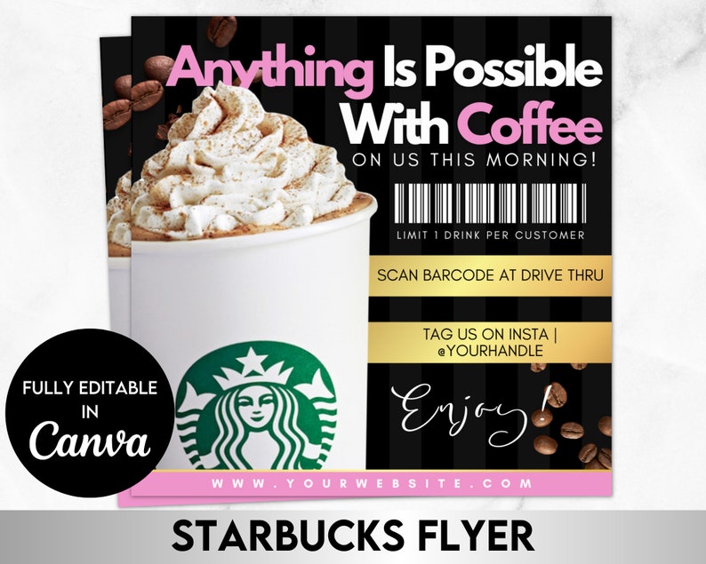 DIY Editable Business Flyer | Starbucks Giveaway Coffee Flyer | Canva Template | Social Media ...