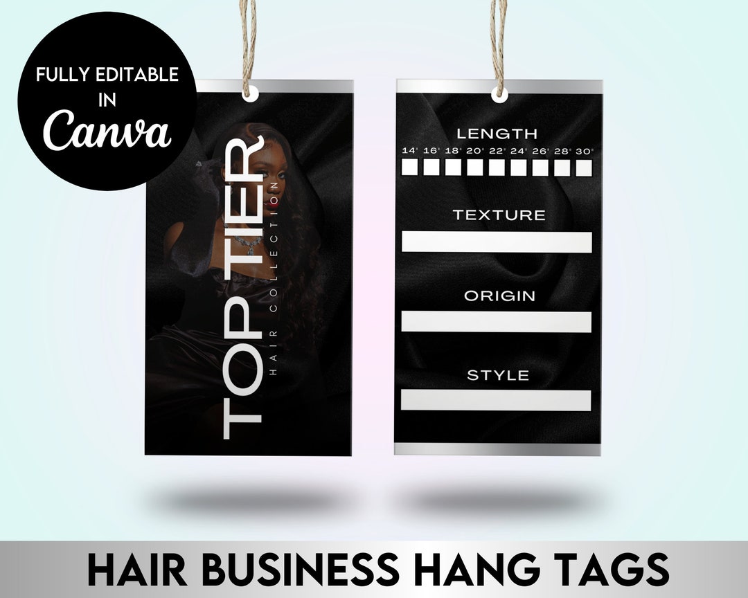 Editable Hair Hang Tag | Luxury Branding Aesthetic | DIY Canva Template ...