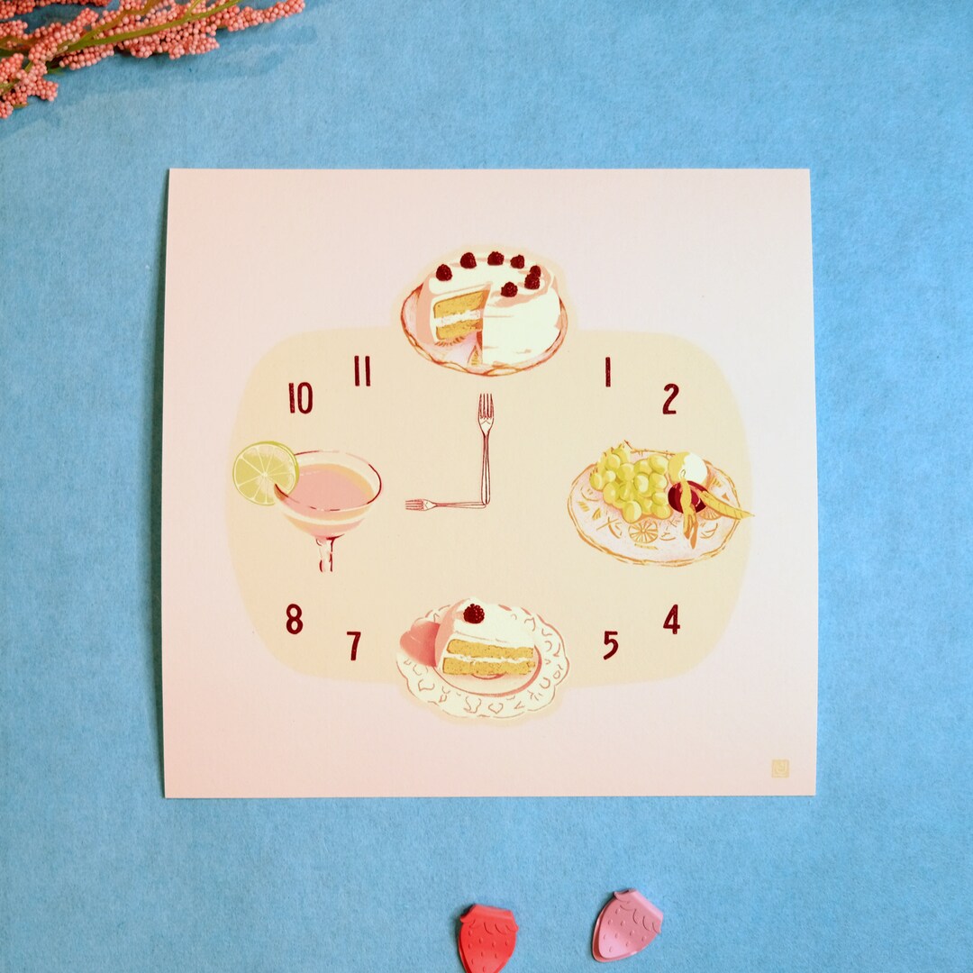 Sweet Time: Cake O'clock Art Print - Kitchen Wall Decor - Etsy