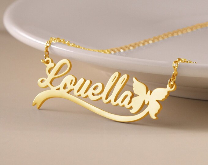 Personalized Butterfly Name Necklace, Customized Butterfly Name ...