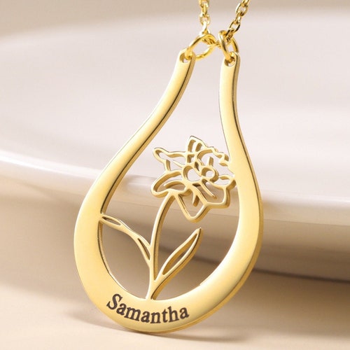 Silver Birth Flower Ring Holder Necklace Ring Keeper - Etsy