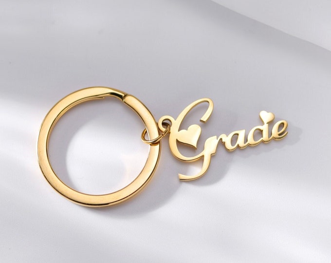 Heart Fonts Customized Keyring|personalized Name Key Chain|kids Name ...