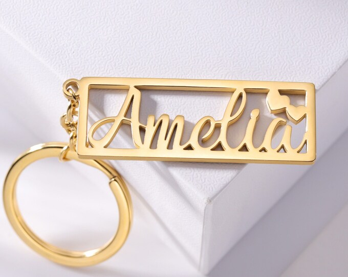 Personalized Name Keychain With Heart|custom Letter Key Chain|your Name ...