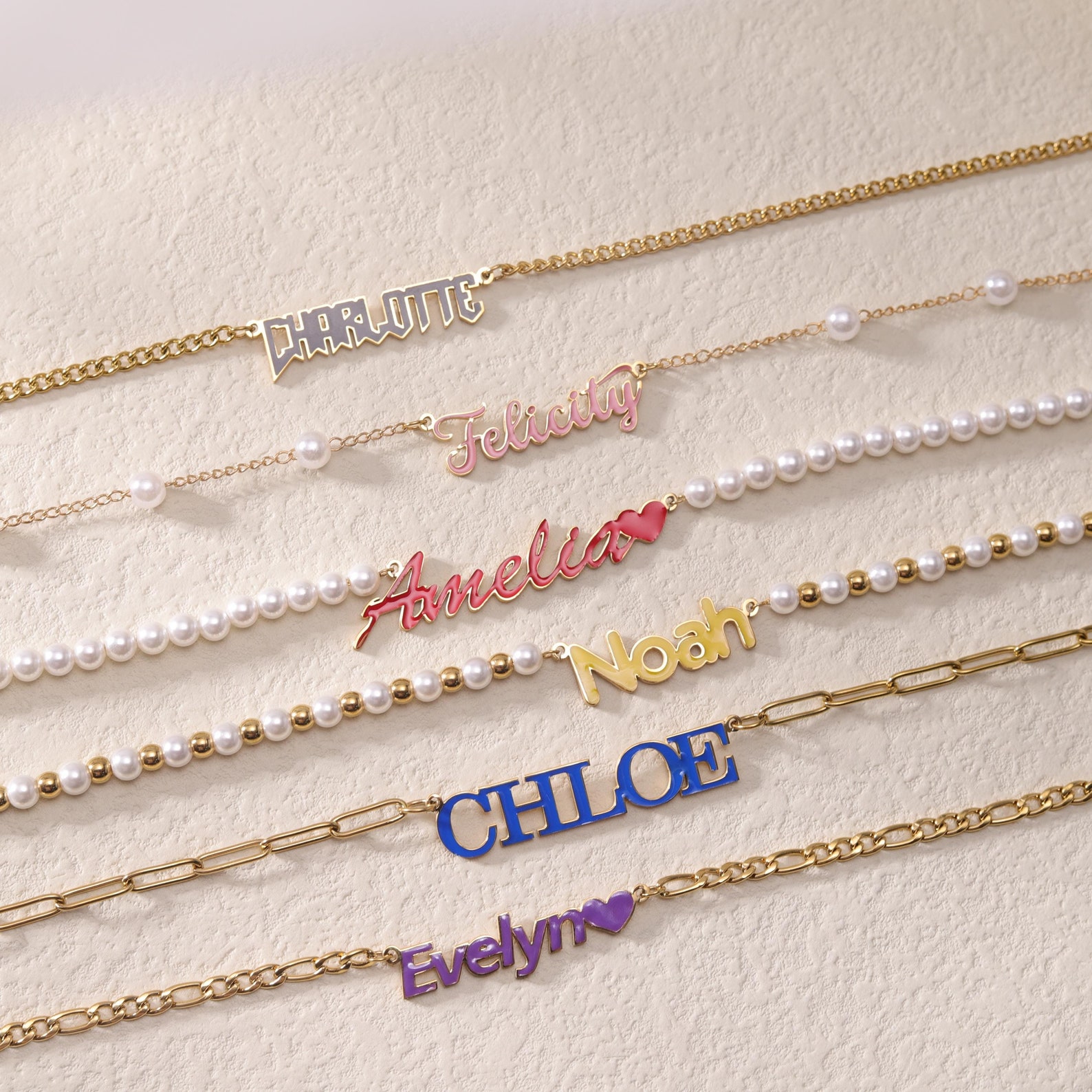 Personalized Colorful Name Necklace | Custom Gold Name Necklace With ...