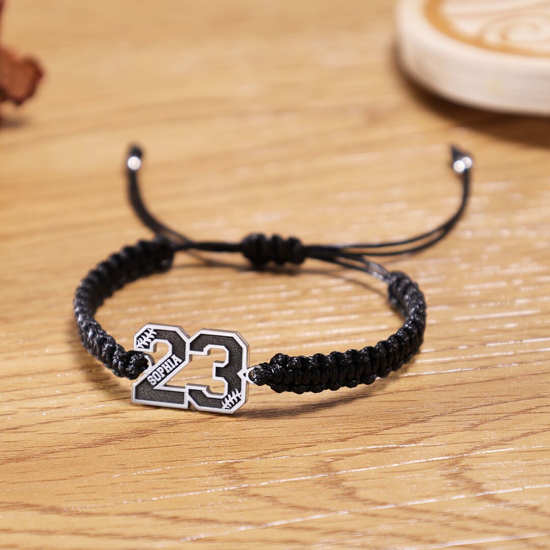Custom Frosted Sport Number Braided Rope Bracelet With Name|year ...