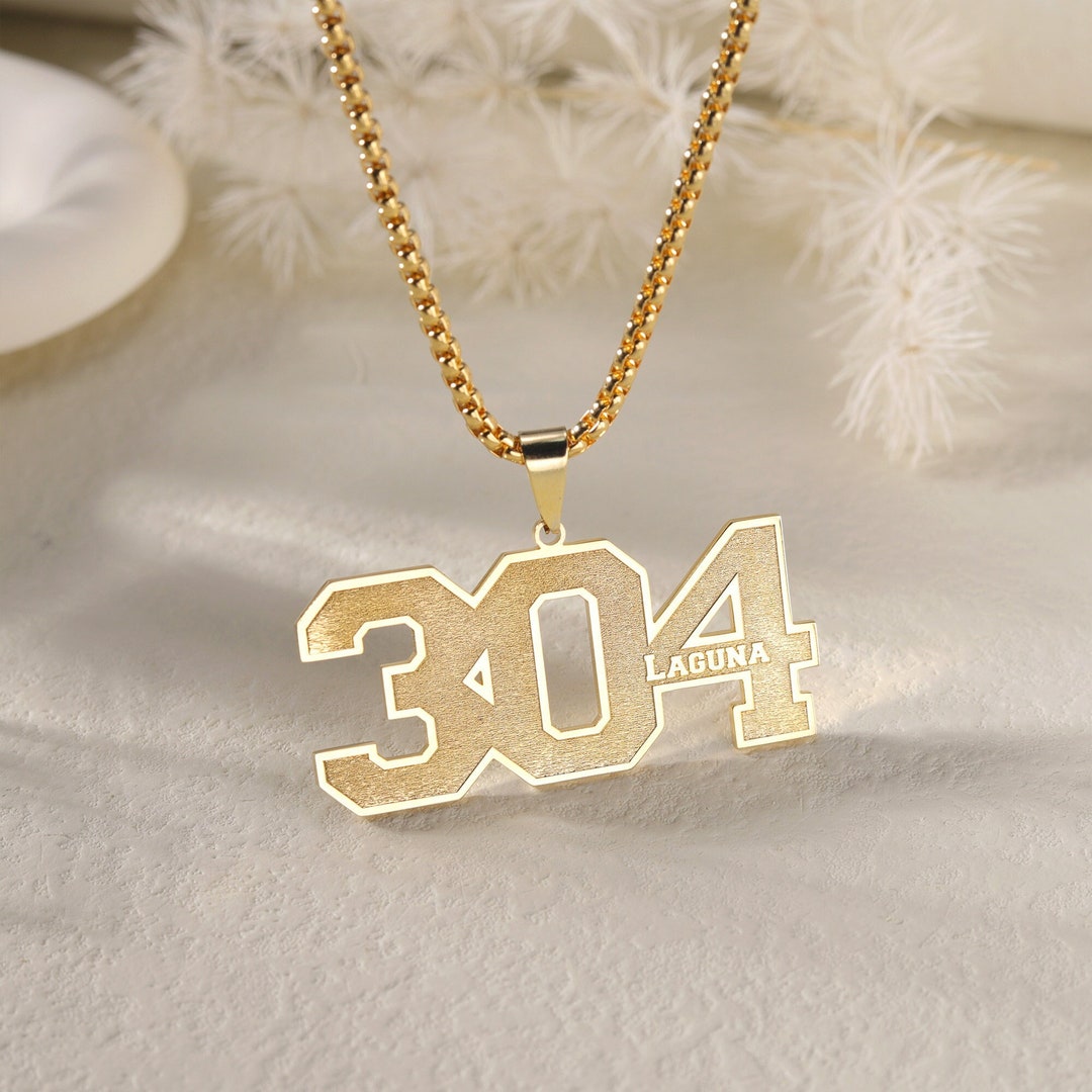 Customized Engraved Sport Number Necklace With Name|year Necklace ...