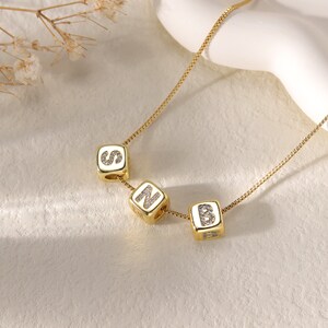 Initial Cube Pendant Necklacegold Filled Name Necklace With Box ...