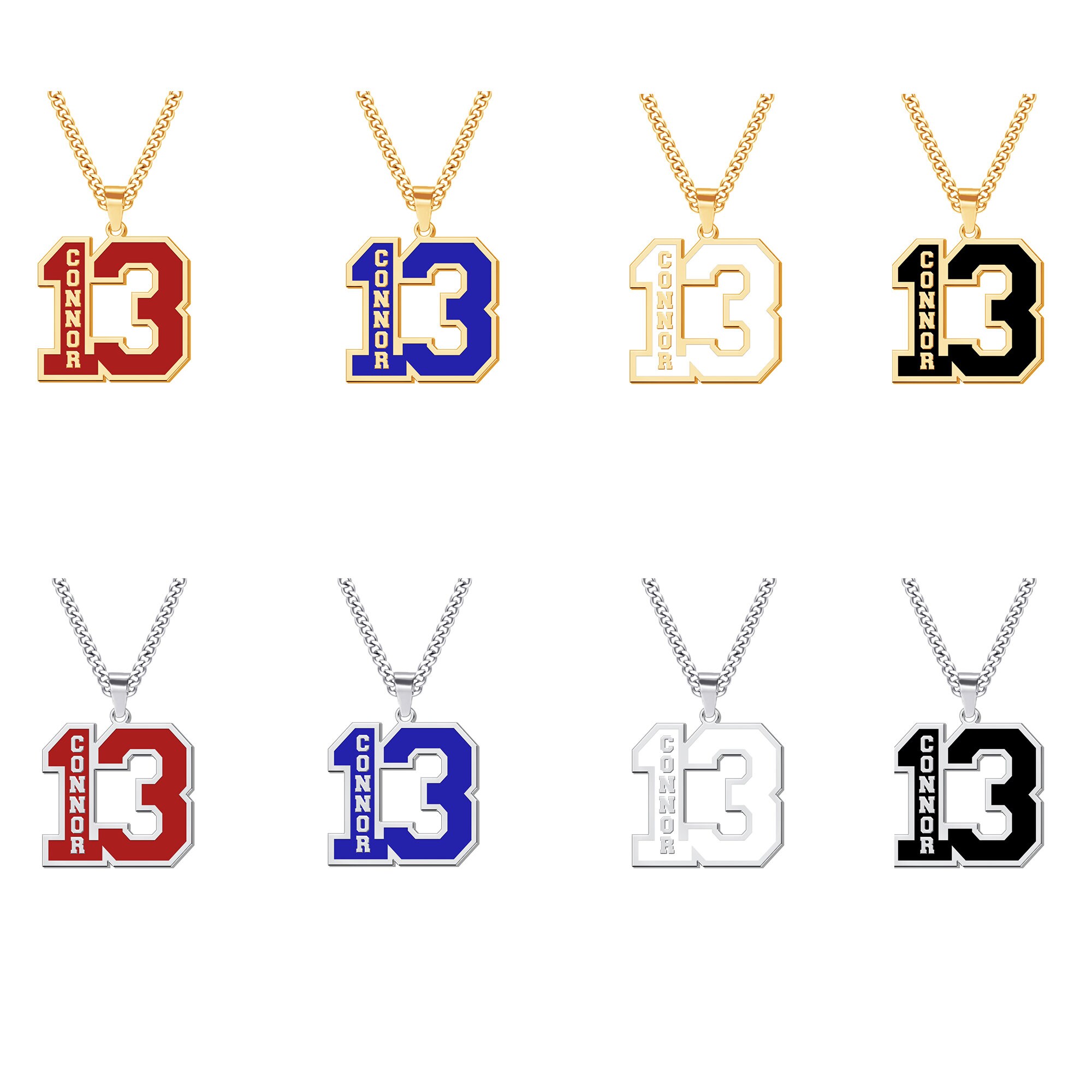 Customized Sport Number Necklace With Nameyear - Etsy