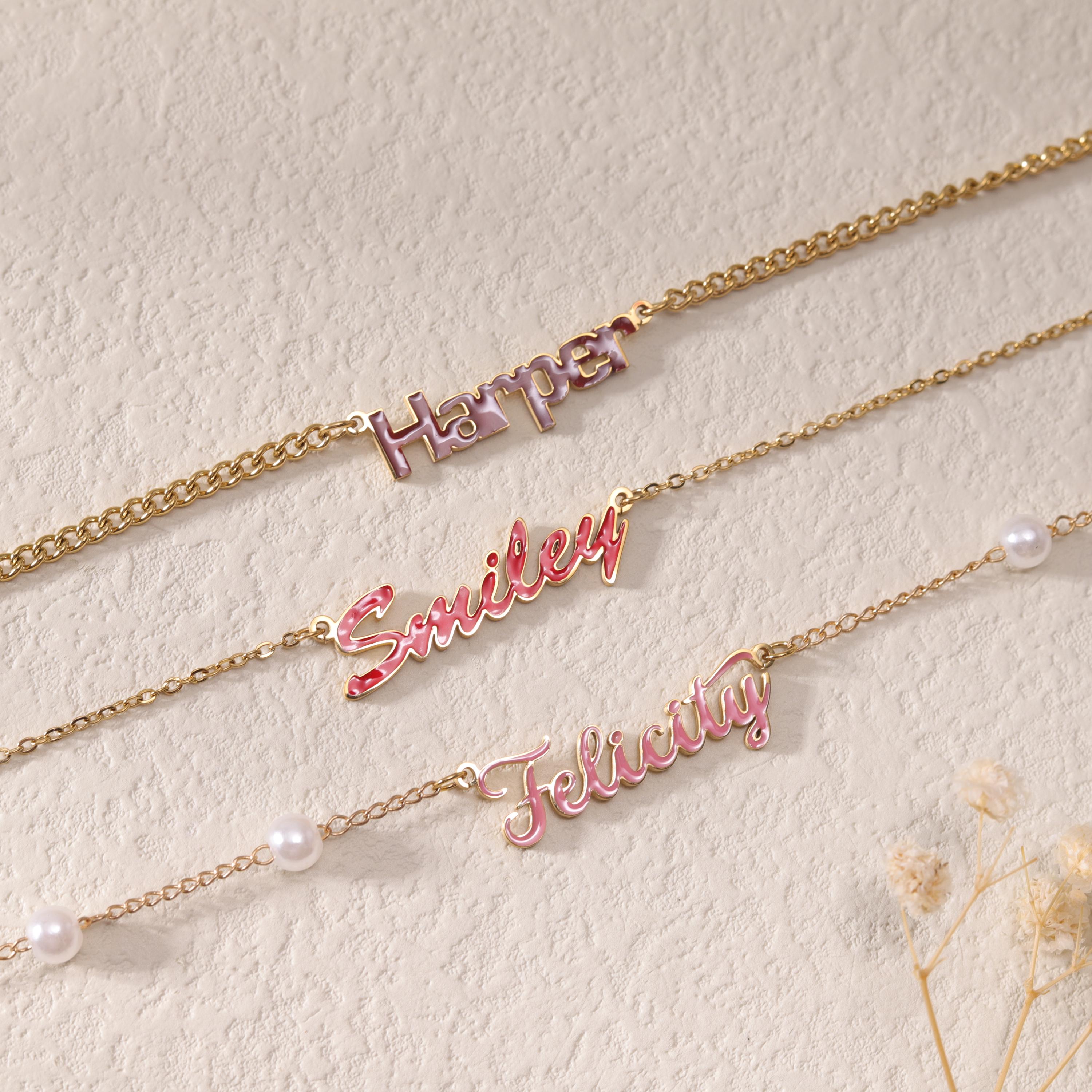 Personalized Colorful Name Necklace | Custom Gold Name Necklace With ...