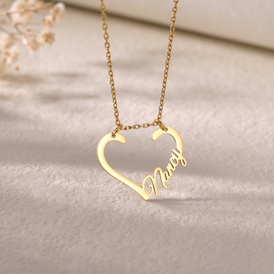 Custom Name Necklace Holder Ring Wedding|personalized Heart Ring Keeper ...