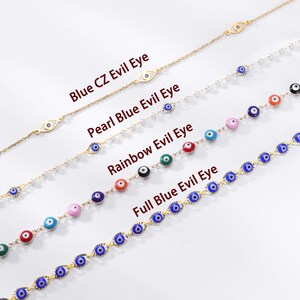 18K Gold Filled Chain, Daily Layering Chain, Pearl Bead Chain, Evil Eye ...