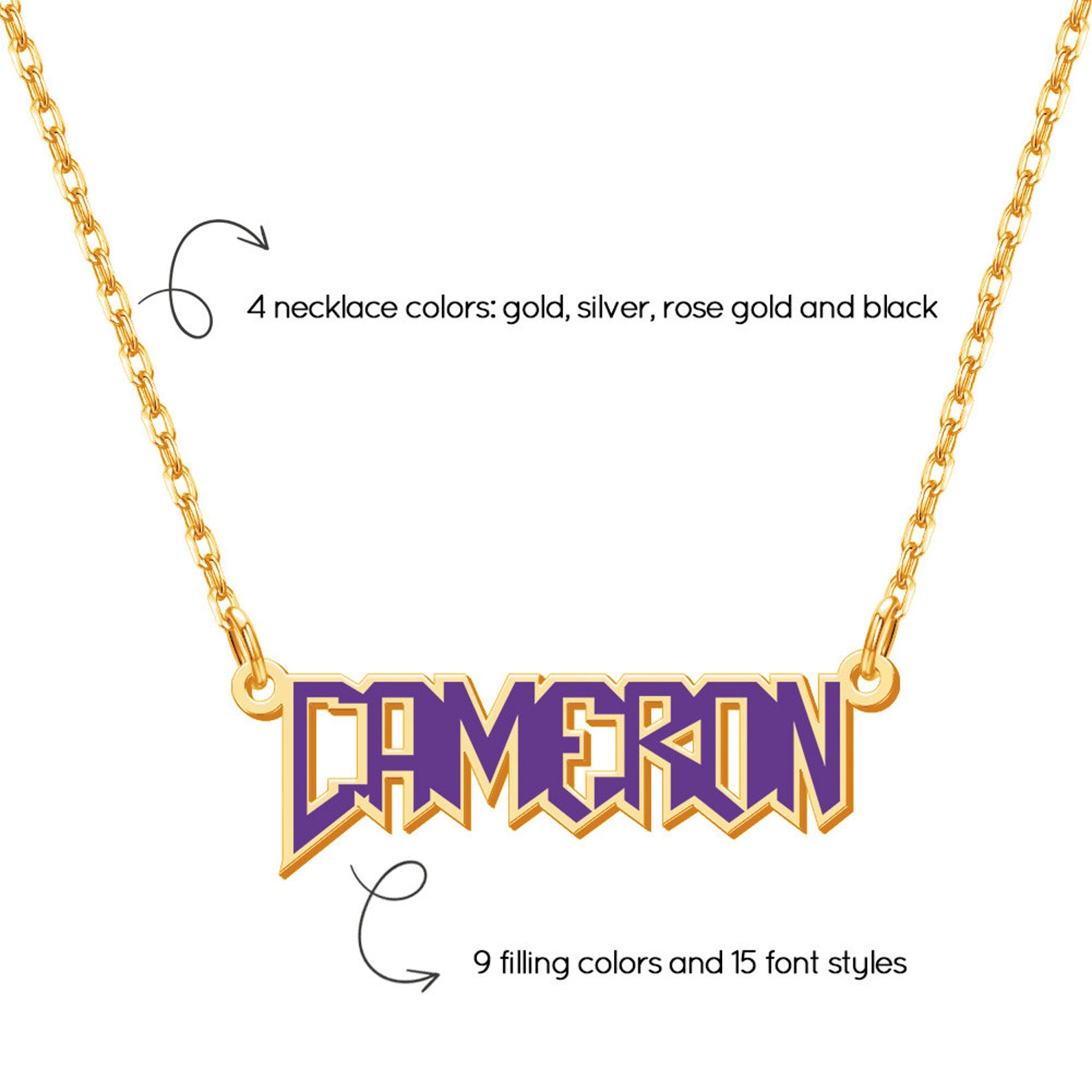 Personalized Colorful Name Necklace | Custom Gold Name Necklace With ...