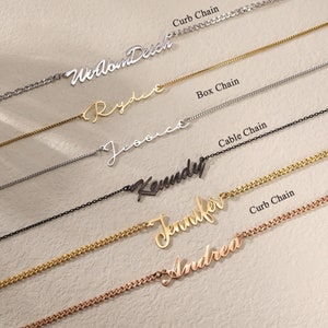 Name Necklace, Personalized Handwrite Necklace, Modern Name Necklace ...