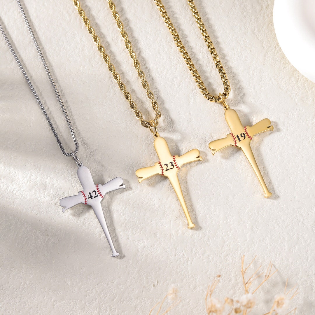 Custom Baseball Number Necklace|baseball Bat Charm Necklace With ...
