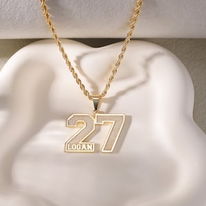 Custom Frosted Sport Number Necklace With Name|year Necklace ...