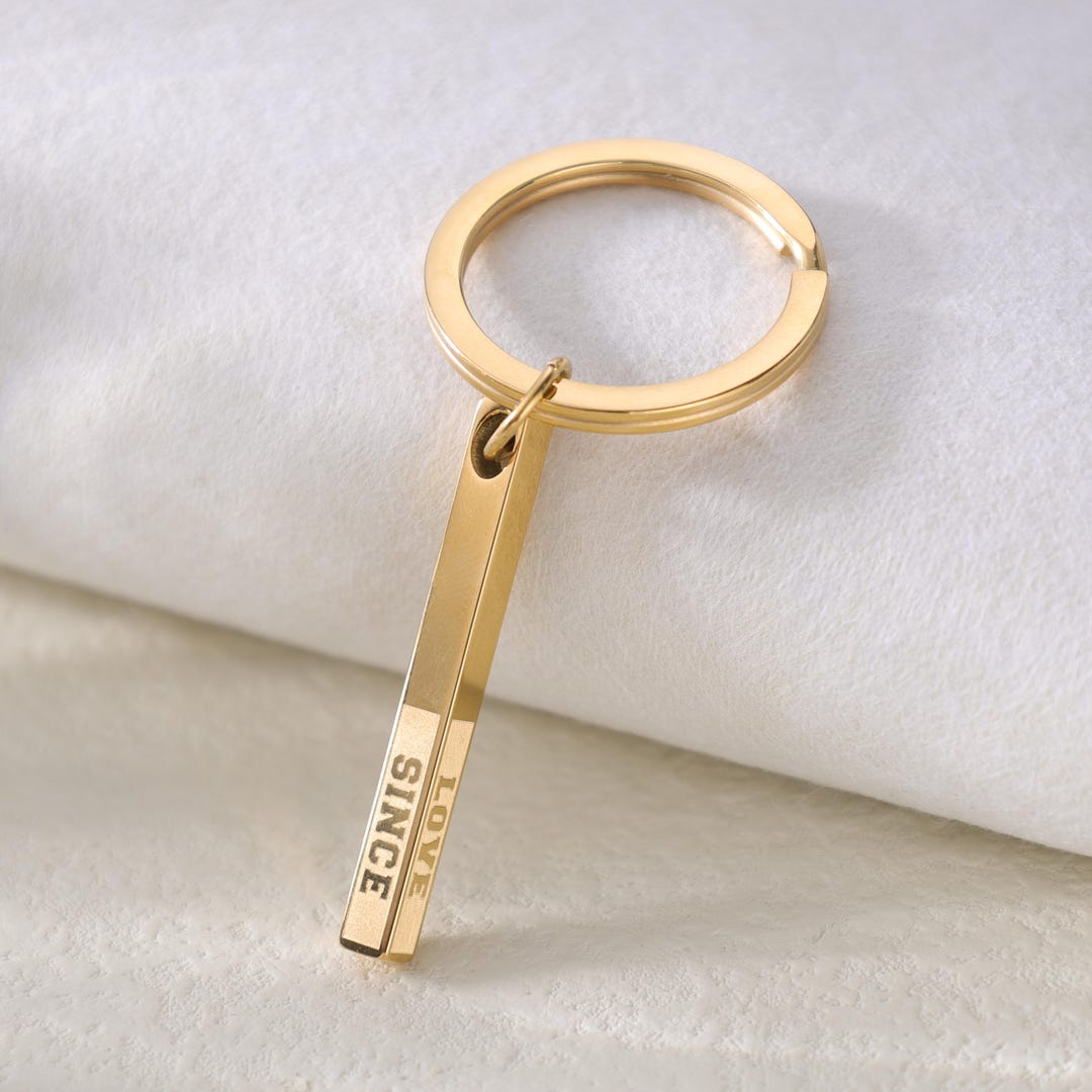 Custom 3D Vertical Bar Keychain|personalized 4 Sided Keychain|engraved ...