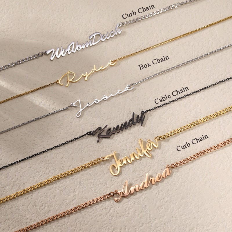 Silver Name Necklace - Etsy