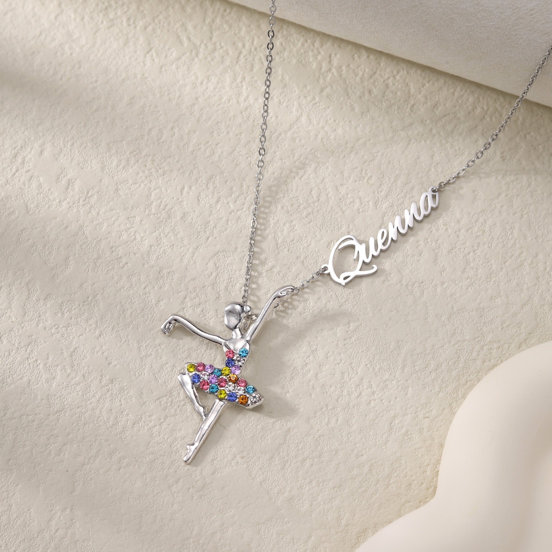 Ballet Dance Girl Necklace With Custom Name|personalized Ballerine ...