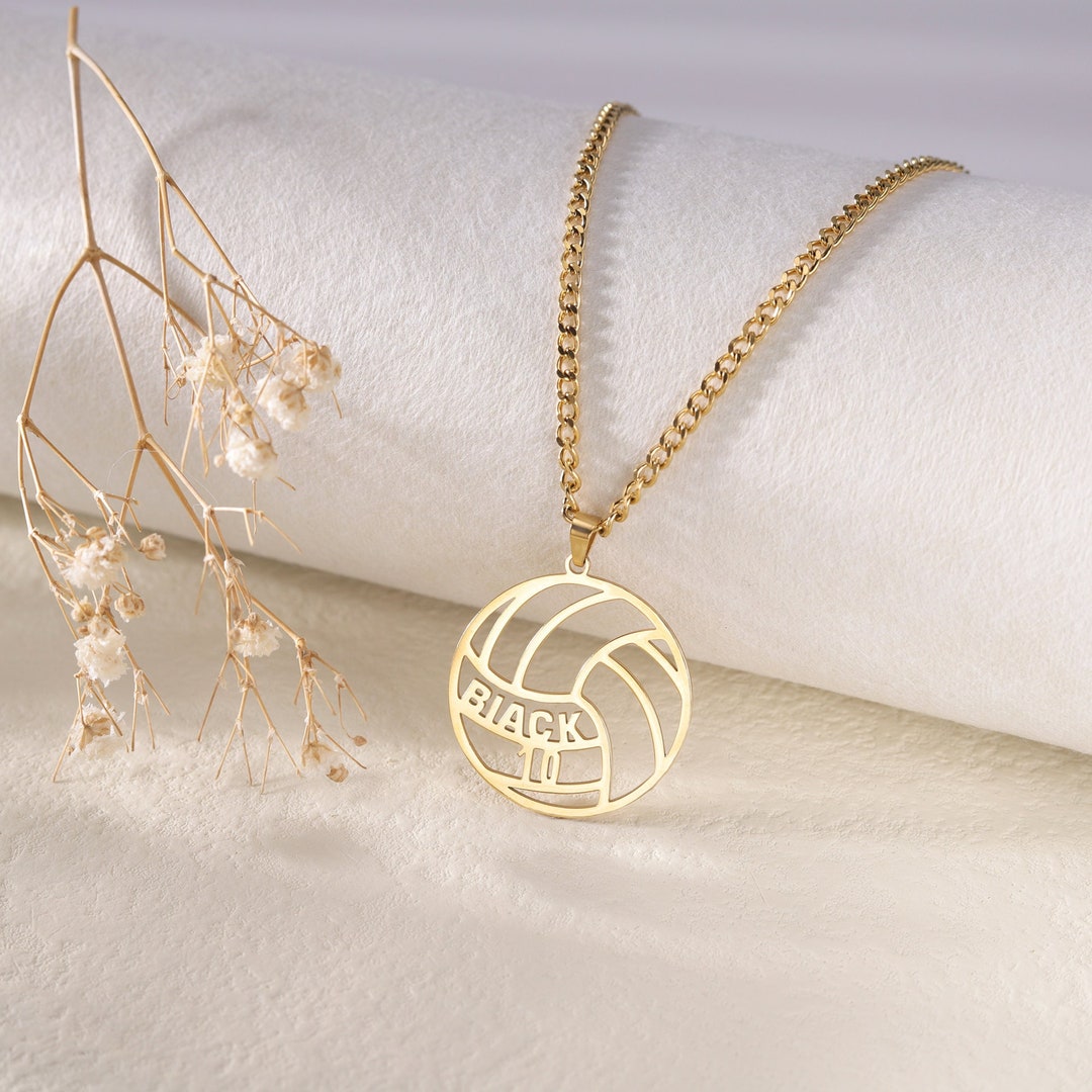 Sport Volleyball Pendant Necklace|number and Name Gold Necklace ...