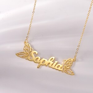 Customized Butterfly Name Necklace|dainty Two Butterfly Wings Nameplate ...