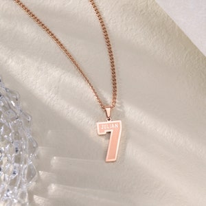 Custom Engraved Number Necklace With 3mm Rolo Chain|personalized Sport ...