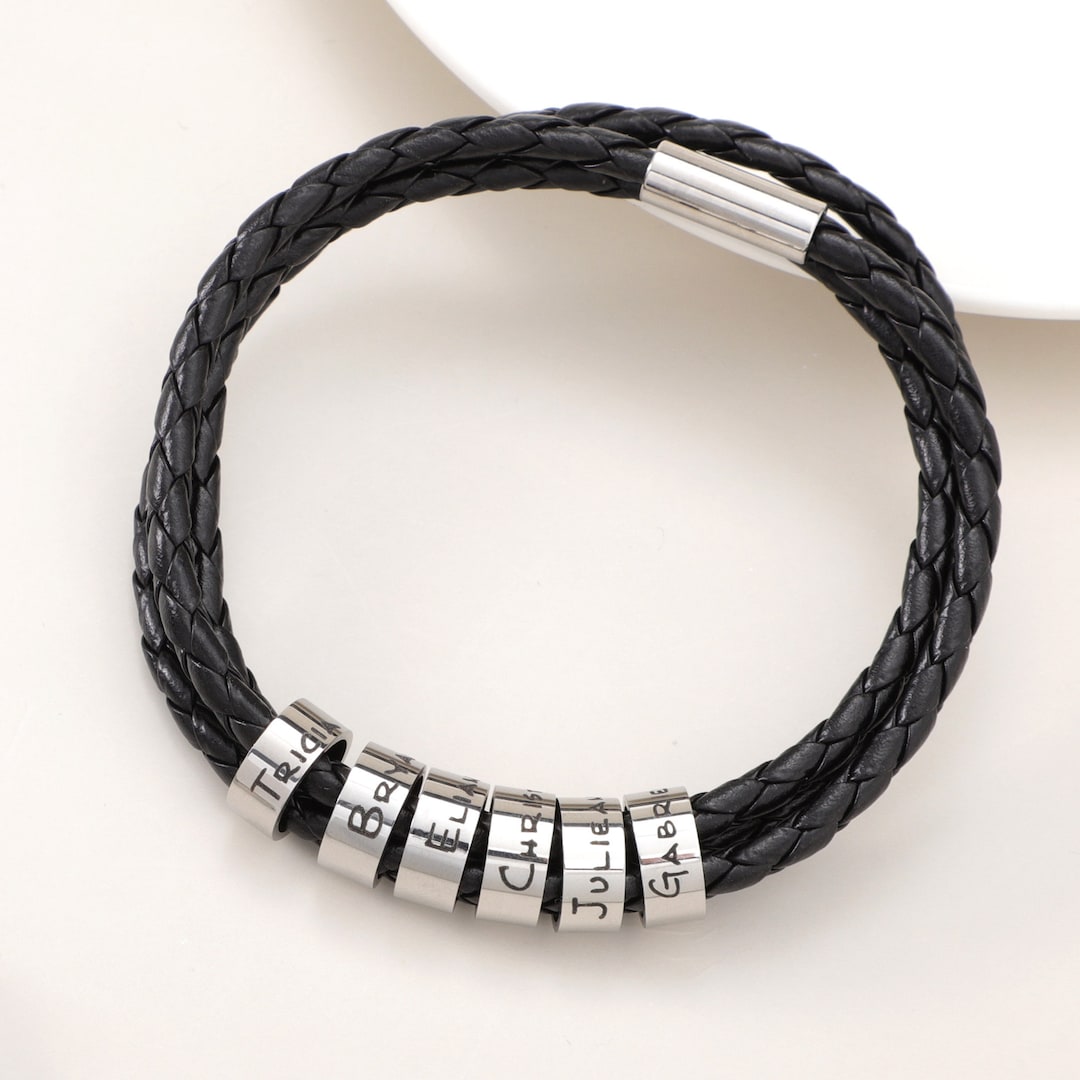 Custom Beads Name Charm Bracelet for Men|personalized Mens Braided PVC ...