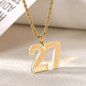 Custom Engraved Number Necklace With 3mm Rolo Chain|personalized Sport ...
