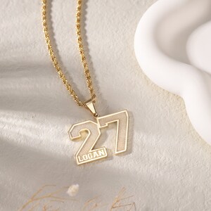 Custom Frosted Sport Number Necklace With Name|year Necklace ...