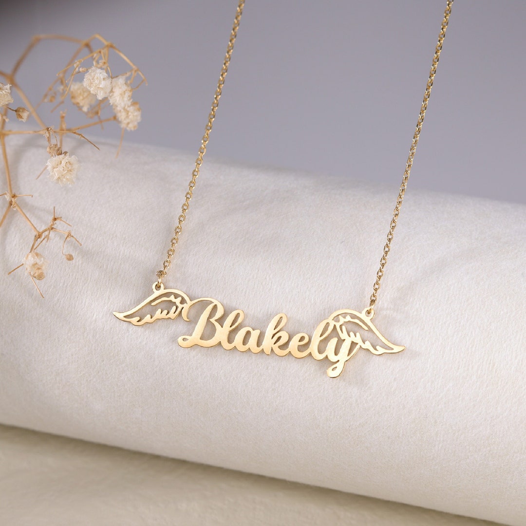 Personalized Angel Wings Name Necklace|wing Necklace|memorial Wing ...