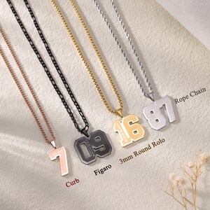 Custom Engraved Number Necklace With 3mm Rolo Chain|personalized Sport ...