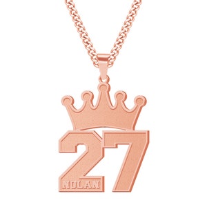 Customized Engraved Sport Number Necklace With Crown|year Necklace ...