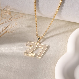 Custom Frosted Sport Number Necklace With Name|year Necklace ...