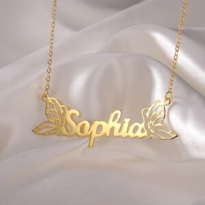 Customized Butterfly Name Necklace|dainty Two Butterfly Wings Nameplate ...